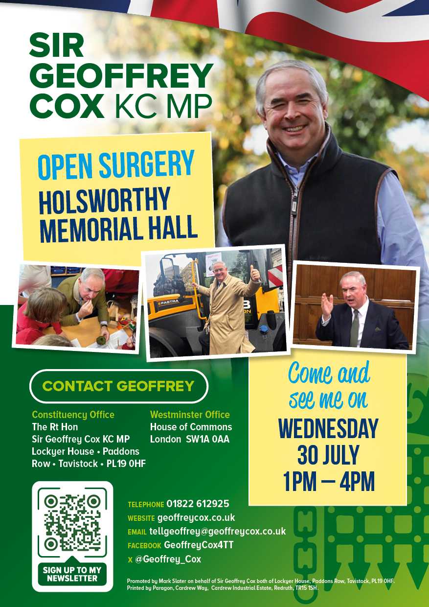 Sir Geoffrey Cox KC MP - Open Surgery at Holsworthy - Holsworthy Town ...